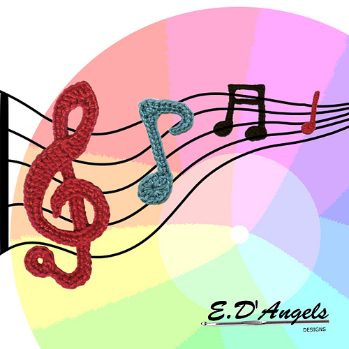 Ravelry: MUSICAL NOTES Applique pattern by Elaine D'Angels