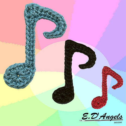 Ravelry: MUSICAL NOTES Applique pattern by Elaine D'Angels