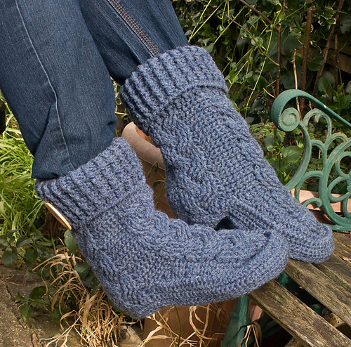 Ravelry: Aran Slipper Boots pattern by Helen Free