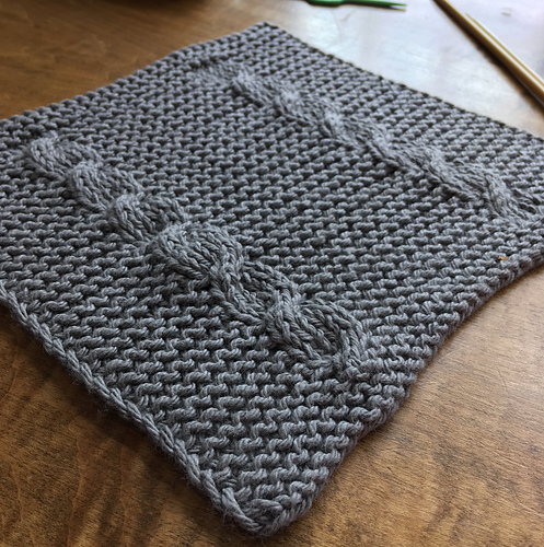 Ravelry: Cabled Garter Square or Scarf pattern by Emily Shaffner