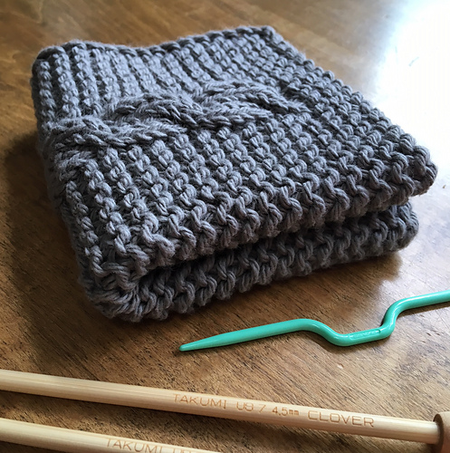 Ravelry: Cabled Garter Square or Scarf pattern by Emily Shaffner