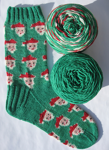 Ravelry: Santa Claus self patterning sock pattern by Abigail Grasso