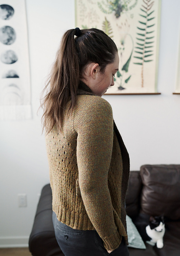 I'm officially on Team Shawl Collar now! Pattern is Campside Cozy by ...