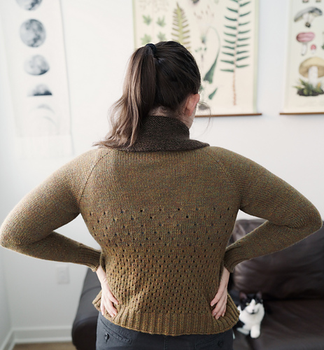 I'm officially on Team Shawl Collar now! Pattern is Campside Cozy by ...