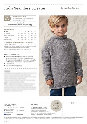 Ravelry: Seamless Sweater 1010 pattern by Cleckheaton