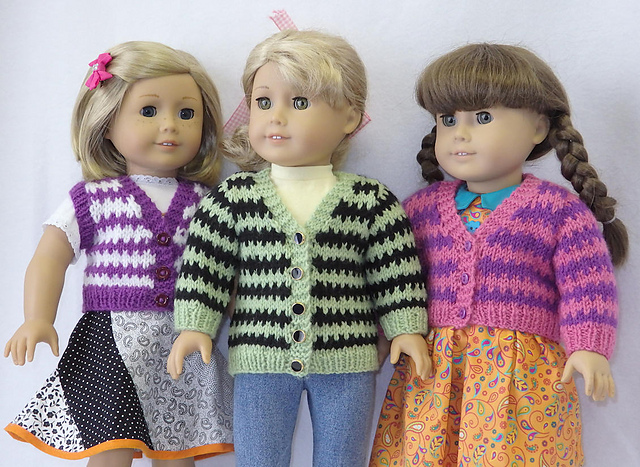 Ravelry: Preppy Cardigan for 18" Dolls pattern by Genniewren Designs