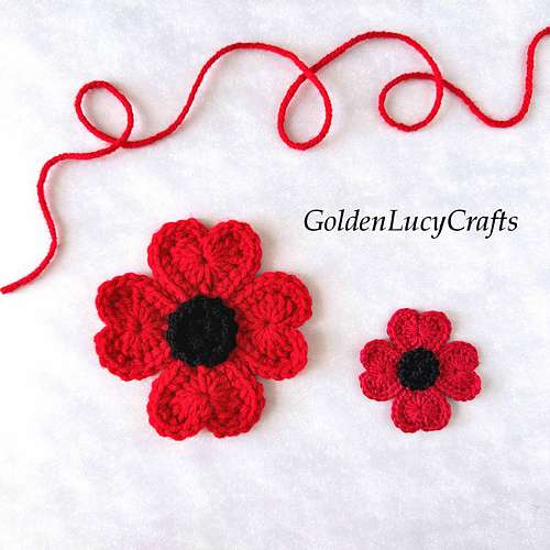 Ravelry: Heart Poppy Flower pattern by GoldenLucyCrafts