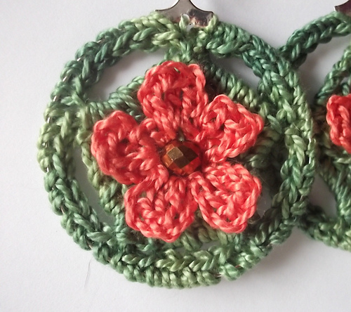 Ravelry: Crocheted Flower Hoop Earrings pattern by Angela Saylor