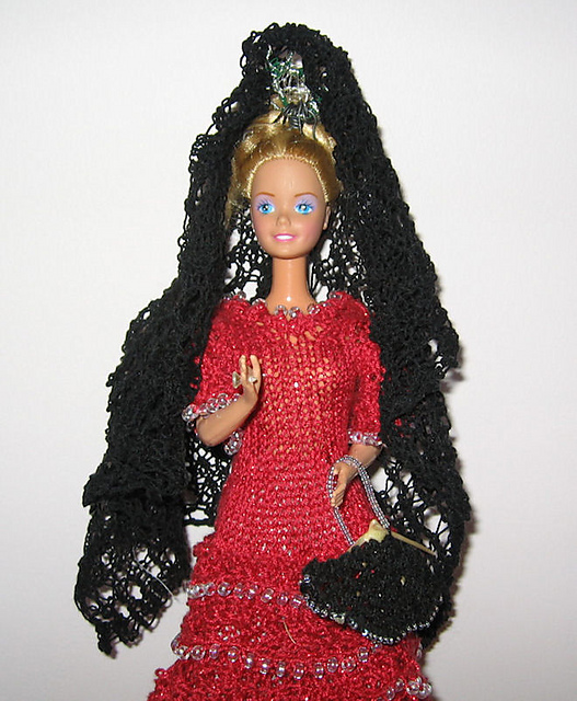 Ravelry: KnittingBlooms' Beaded Red Flamenco Barbie Dress