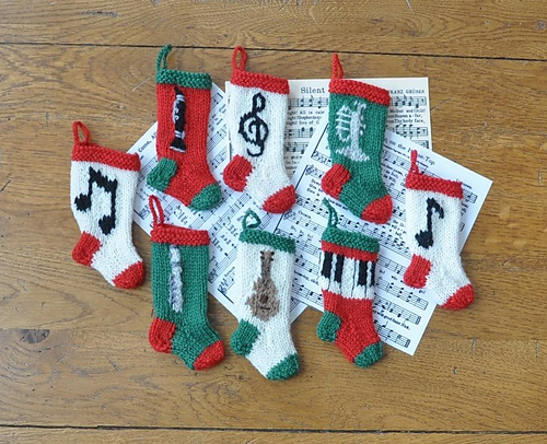 Ravelry: Musical Christmas Stocking Ornament Set pattern by Karen DiTommaso
