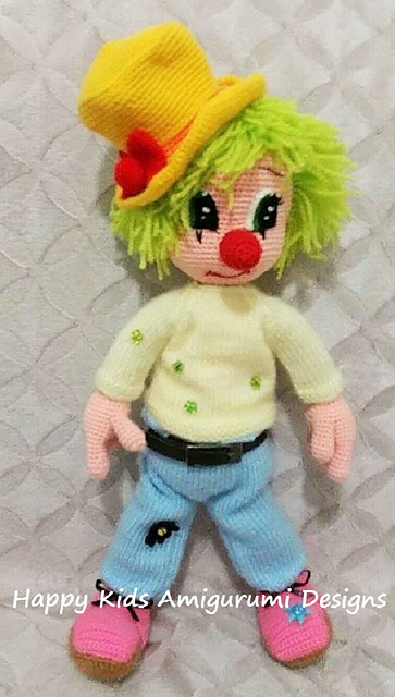 Ravelry: Cute Mr. Clown pattern by Happy Kids Amigurumi Designs