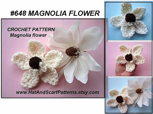 Ravelry: 648 MAGNOLIA CROCHET FLOWER pattern by Emi Harrington