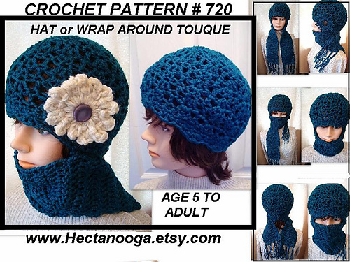 Ravelry: 720 TEAL HAT OR WRAP AROUND TOQUE pattern by Emi Harrington
