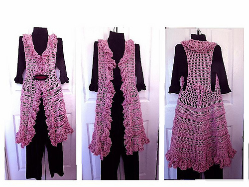 Ravelry: 760 Long Bohemian Ruffled Edge Vest pattern by Emi Harrington