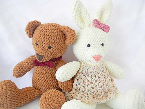 Ravelry: Benjamin Teddy Bear and Bonny Rabbit Amigurumi pattern by Ida ...