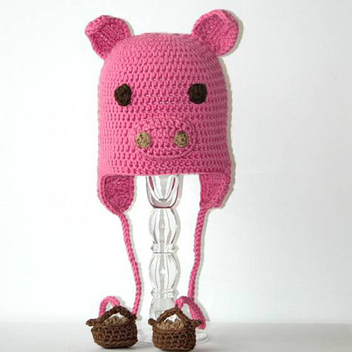 Ravelry: Pepin the Pig Earflap Critter (Animal) Hat pattern by Hooked ...