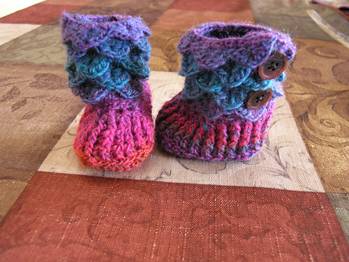 Ravelry: Dragon Slippers Crocodile Stitch Booties pattern by Bonita ...