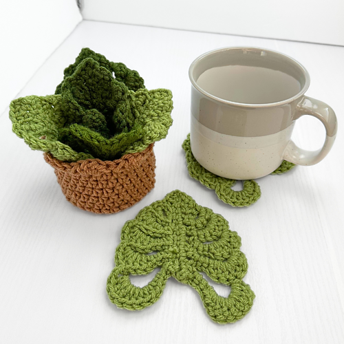 Ravelry: Monstera Leaf Coaster Set pattern by Elyse Eades