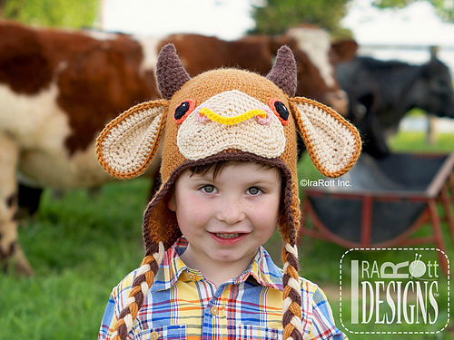 Ravelry: Luna the Moo-Moo Cow and Bull Hat pattern by Ira Rott