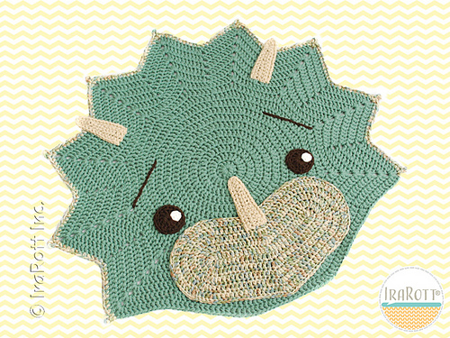 Ravelry: Tops The Triceratops Dinosaur Rug pattern by Ira Rott