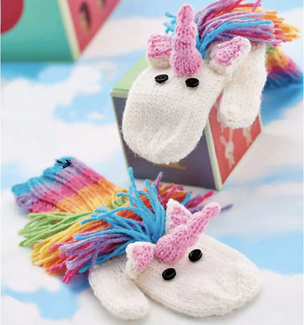 Ravelry: Rainbow Unicorn Mittens pattern by Jane Burns