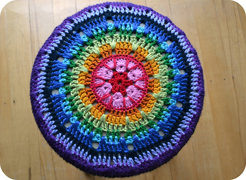 Ravelry: Rainbow crochet stool cover pattern by Janette Williams