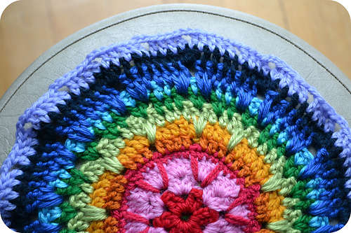 Ravelry: Rainbow crochet stool cover pattern by Janette Williams