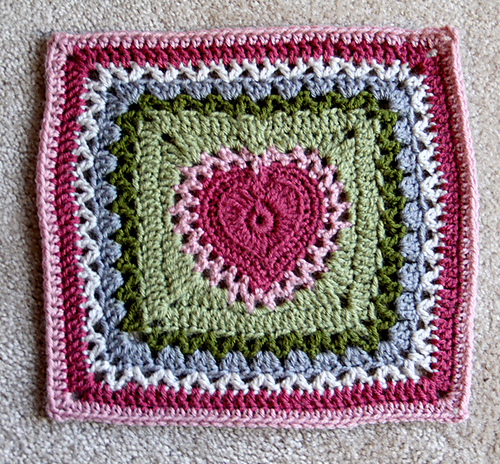 Ravelry: Center Heart Square pattern by Ginger Badger