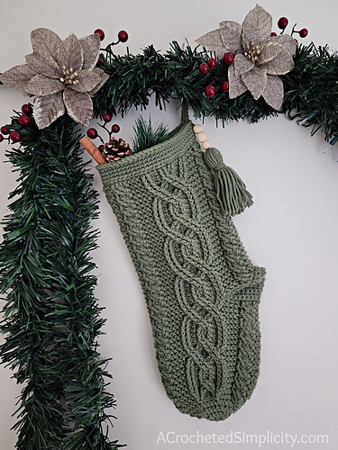 Ravelry: Olivette Cabled Christmas Stocking pattern by Jennifer Renaud
