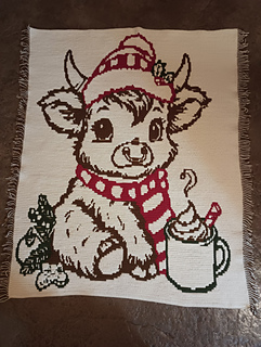 Ravelry: Cocoa Highland Cow Mosaic Blanket pattern by Jennifer Hedrick