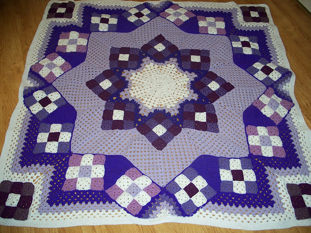 Ravelry: JusOneKiss' Blue star Afghan in Purples