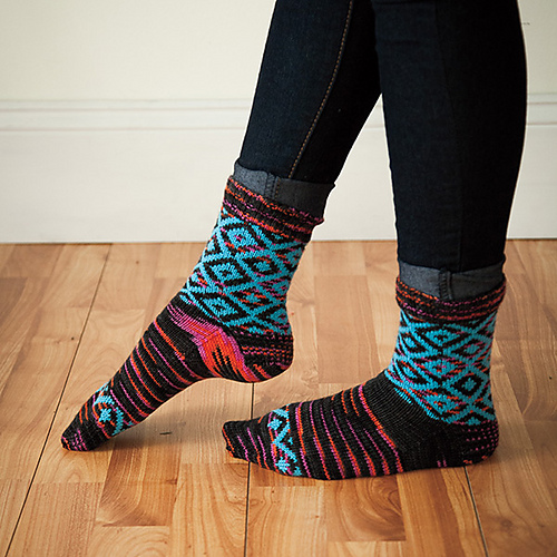 Ravelry: Geometric Diamonds Socks pattern by Becky Greene