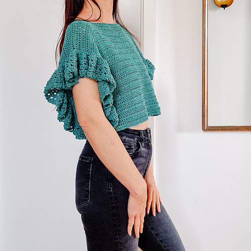Ravelry: Flutter Ruffle Sleeve Crochet Top pattern by Karmen Režek