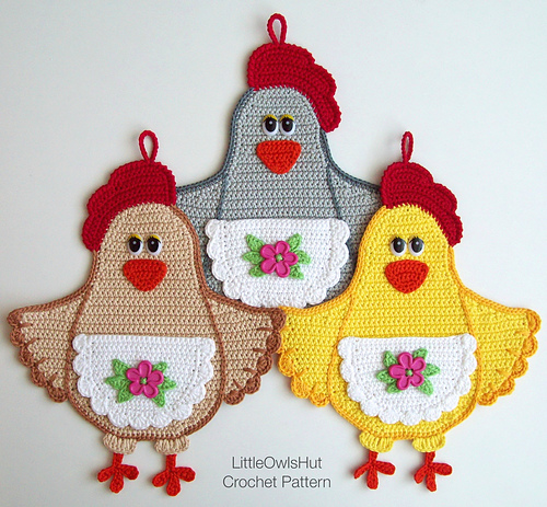 Ravelry: 067 Lady Chicken potholder pattern by LittleOwlsHut