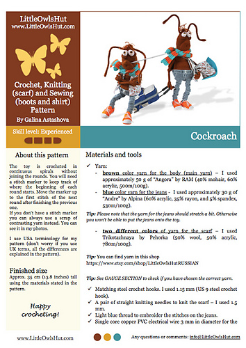 Ravelry: 138 Cockroach bug pattern by LittleOwlsHut