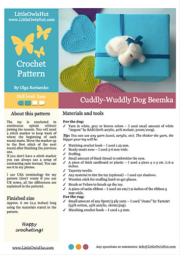 Ravelry: 165 Cuddly-Wuddly Dog Beemka and heart pattern by LittleOwlsHut