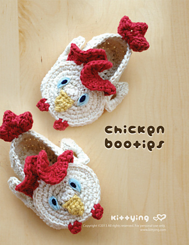 Ravelry: Baby Booties Chicken Rooster Cockerel pattern by Kittying Ying