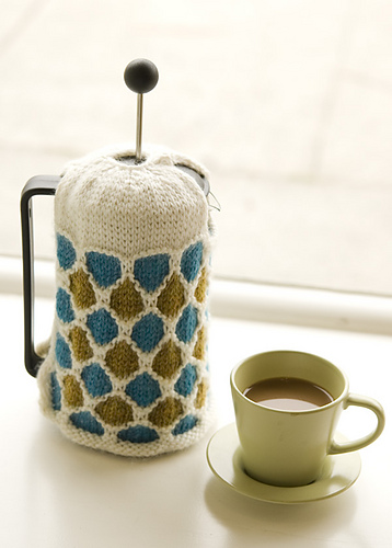 Ravelry: Windowpane French Press Cozy pattern by Emma Marie Gordon