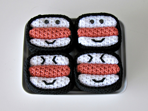 Ravelry: Spam Musubi Pillow & Mini Musubis pattern by Lorna Watt