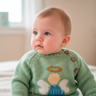 Ravelry: Baby Cardigan with Angel pattern by Nadia KnitsMagic