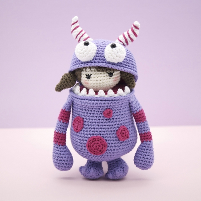Ravelry: Little Ella in her monster suit pattern by Erinna Lee