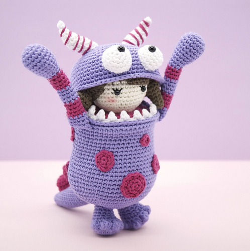 Ravelry: Little Ella in her monster suit pattern by Erinna Lee