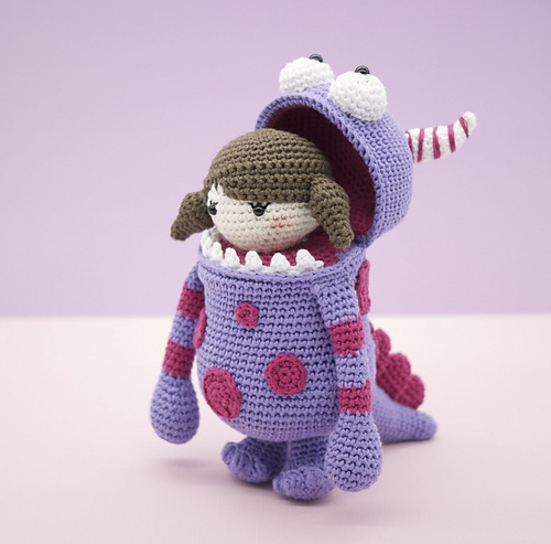 Ravelry: Little Ella in her monster suit pattern by Erinna Lee
