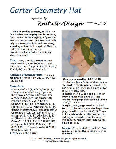 Ravelry: Garter Geometry Hat pattern by Knitwise Design