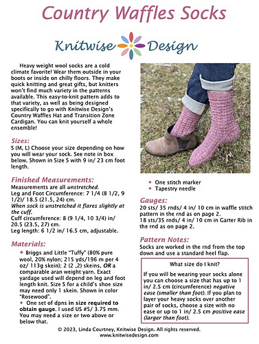 Ravelry: Country Waffles Socks pattern by Knitwise Design