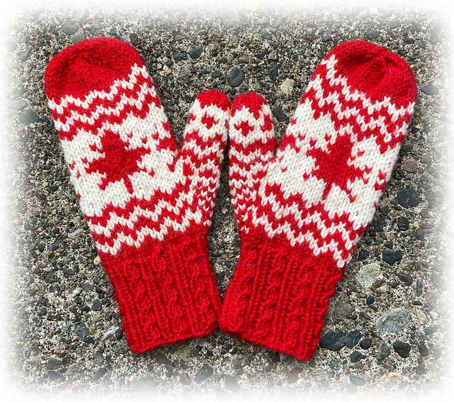 Ravelry: Canada Flag Mittens pattern by Knitwits Heaven