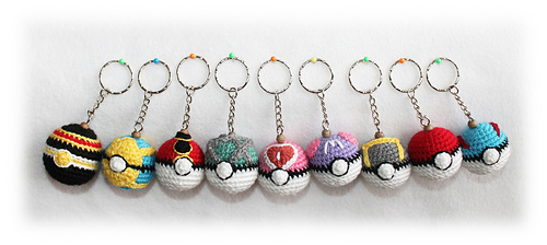 Ravelry: 9 x Pokemon Ball Key Chains pattern by Kristine Kuluka