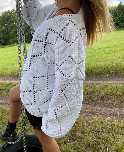 Ravelry: White Diamond Sweater pattern by Laimute Vaiciuliene