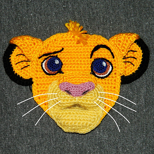 Ravelry: Lion face crochet applique pattern by Elena Pichugina