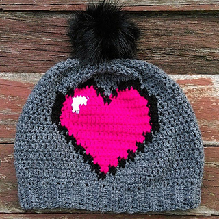 Ravelry: LindaDavie's 8-Bit Heart Beanie